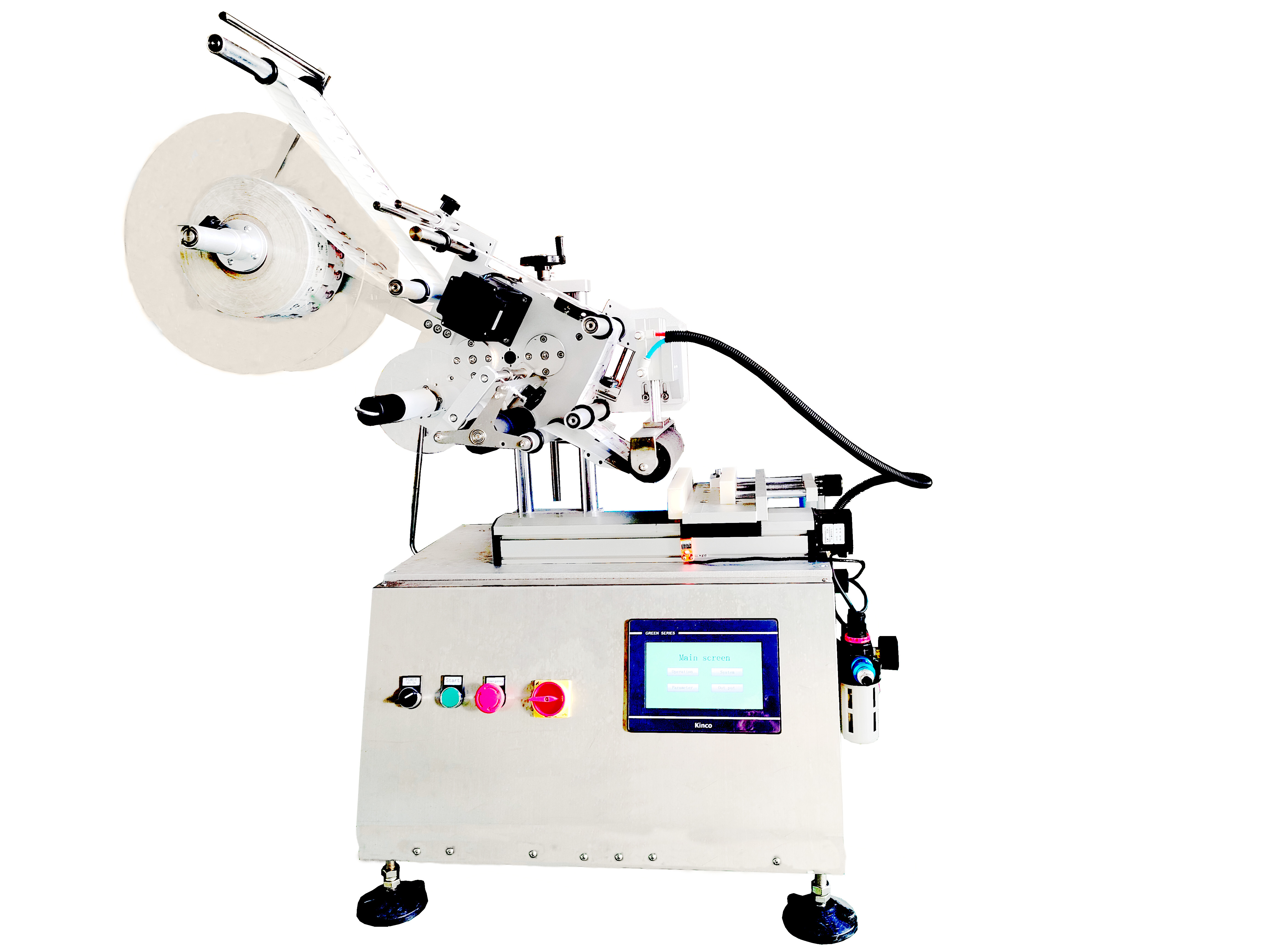 모가난병을 위한 PLC 평평한 병 스티커 세미 자동 라벨링 기계